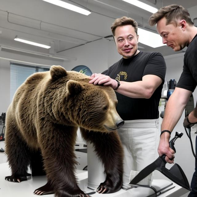 elon musk giving a bear a haircut