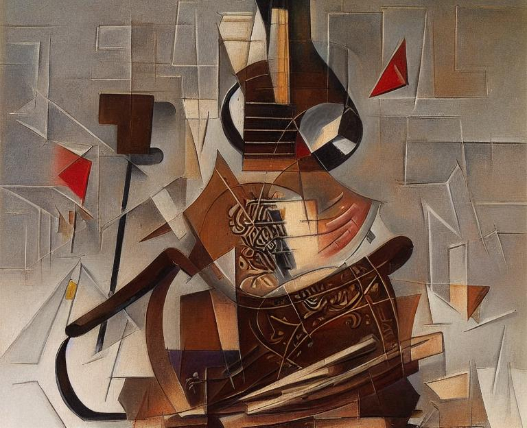 cubism, highly detailed broken lute, oil painting, v... | OpenArt