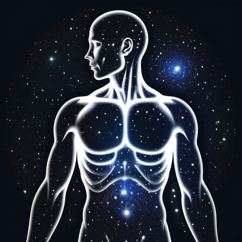 An outline of a human from head to torso. The outlin...