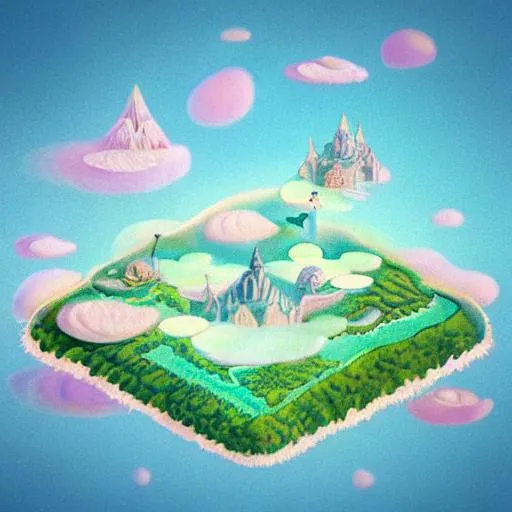 100mm photo of isometric floating island in the sky,... | OpenArt