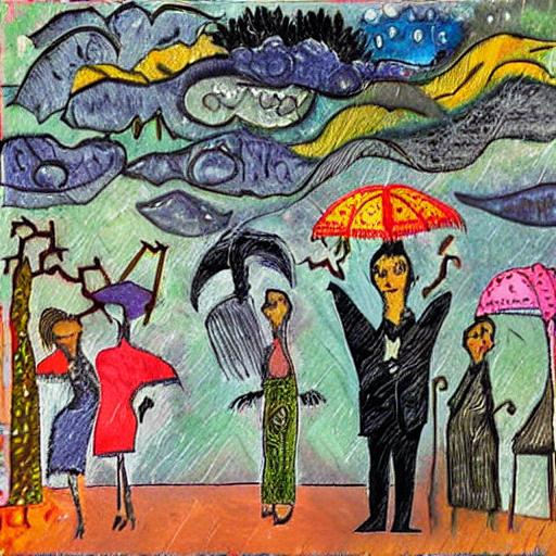 dark clouds of bad moods turn into rain, in the styl... | OpenArt