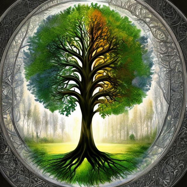 A hyper-realistic tree of life seperated into all fo...