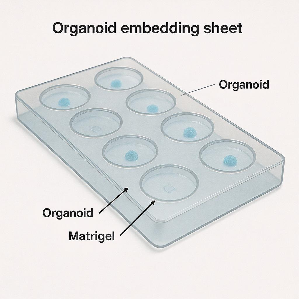 Schematic of an organoid embedding sheet: a transpar...
