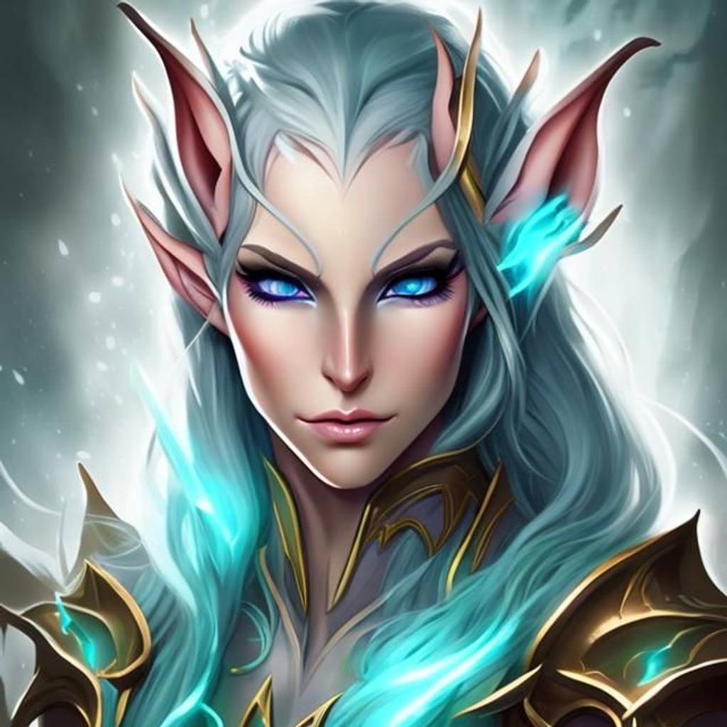 portrait of a female elf wearing a hemp shirt. the e...