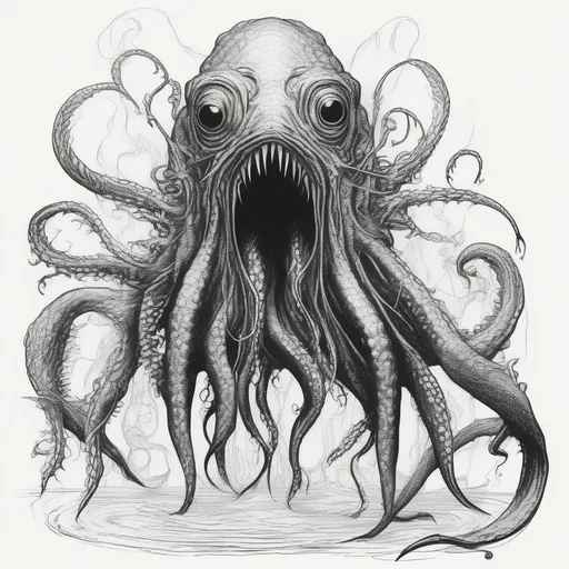 Ink line art. Lovecraftian. Eldritch fish man monste... | OpenArt