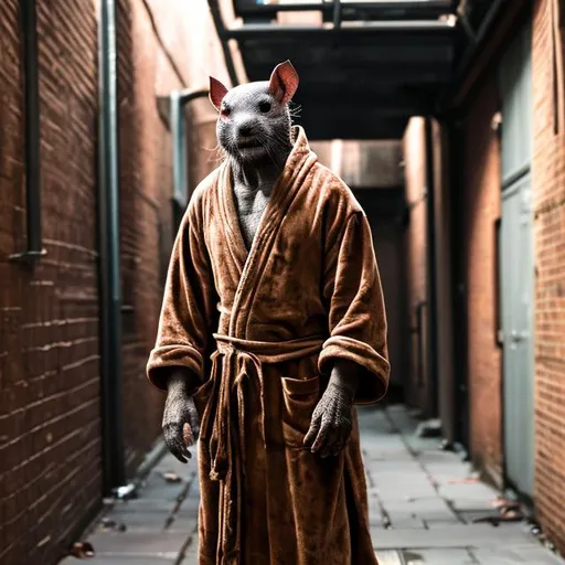 Master splinter In brown dressing gown in dark alley