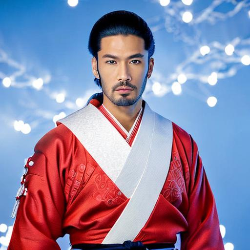 "Samurai Male with long White hair and ponytail", we... | OpenArt