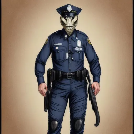 Zombfiede humanoid pig-police in full uniforms. | OpenArt