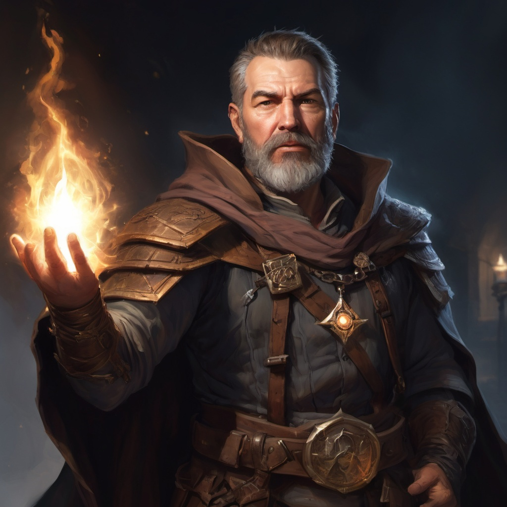 (head and torso) Male stocky large mature wizard wit...