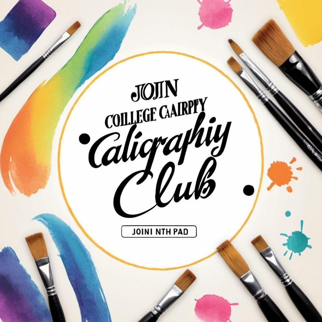 Poster of college calligraphy club in which the bac...