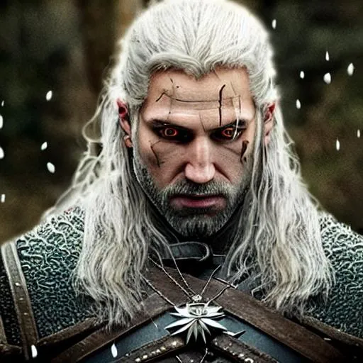 Portrait of {the witcher} with {blond} hair and wit... | OpenArt