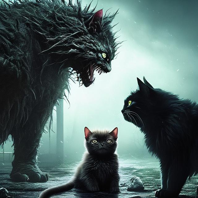 Monster and cat hybrid horror