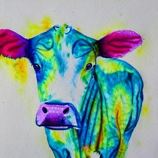 tie dye patterned dairy cow | OpenArt