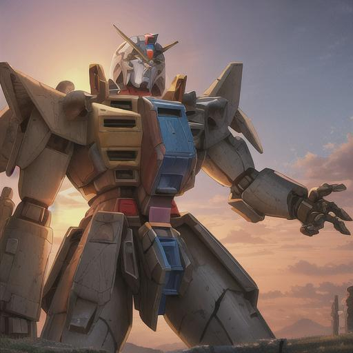 ((masterpiece)) broken rusty giant mecha gundam at t...