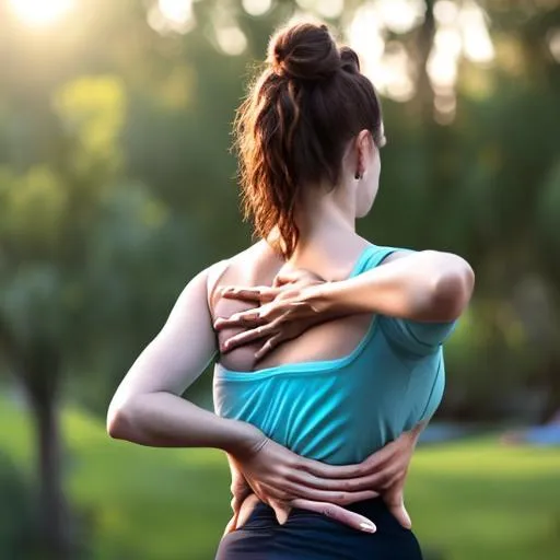 Create a visual representation of a woman who is exp...