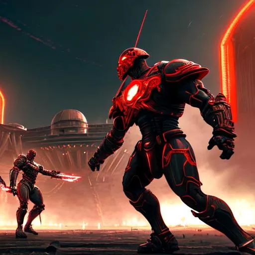 8k portrait of two aggressive futuristic gladiators... | OpenArt
