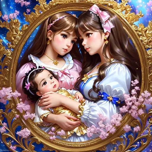 portrait of two magical lolita girls playing with ea... | OpenArt