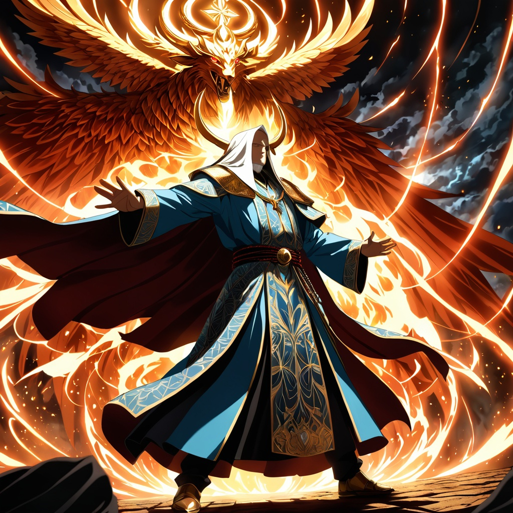 Anime artwork of a wise and holy priest cleric, batt...