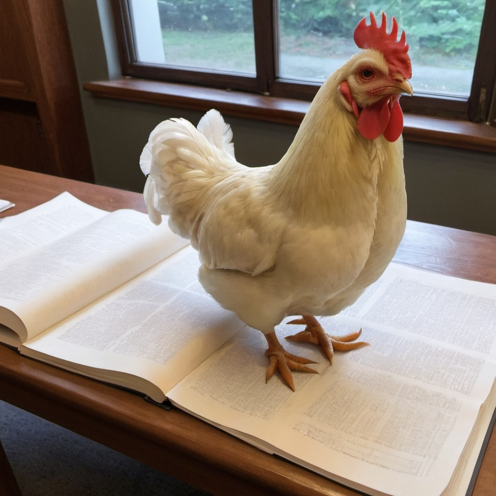chicken trying to study