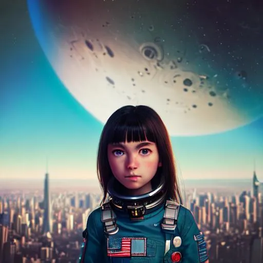 Alien woman holding space debris and stars. | OpenArt