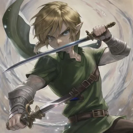 Adult Link ready to fight holding sword | OpenArt