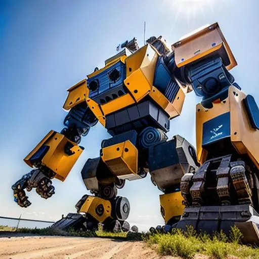 Digital art portrait, futuristic large six mecha sco...