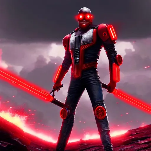 deadpool waring a gold gas mask and a backwards blac... | OpenArt