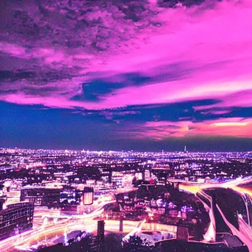 purple city sky