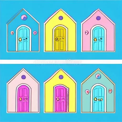 Die-cut sticker, symmetrical, cartoon chibi house st... | OpenArt