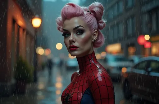 Spiderman dressed as A hyper realistic flawless 25-y...