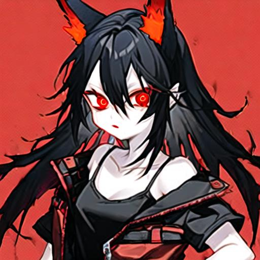 Pyro (black hair) (red eyes) wearing revealing clothing