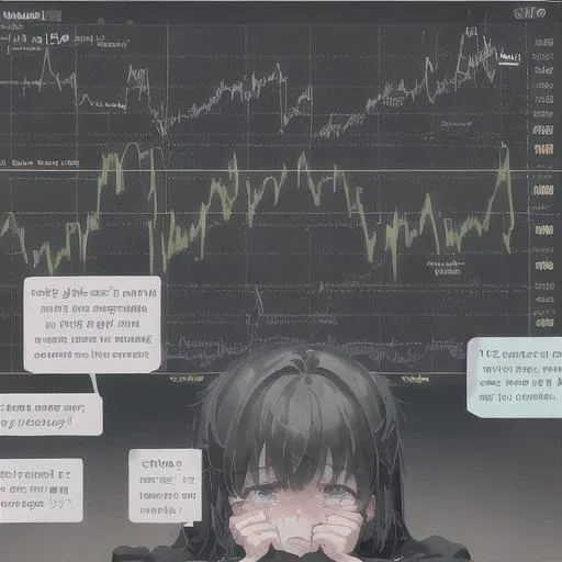 Finance, staring at Finance chart, tears, cry, sad,... | OpenArt