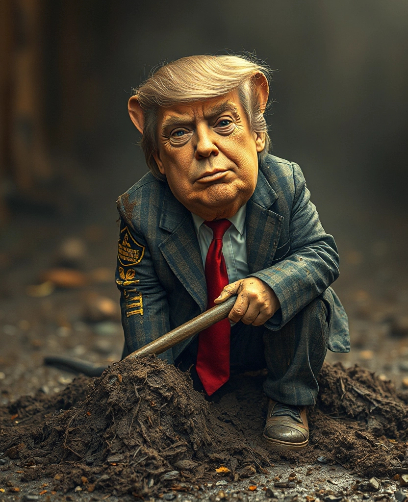 Donald Trump as a filthy sewer rat covered in poop