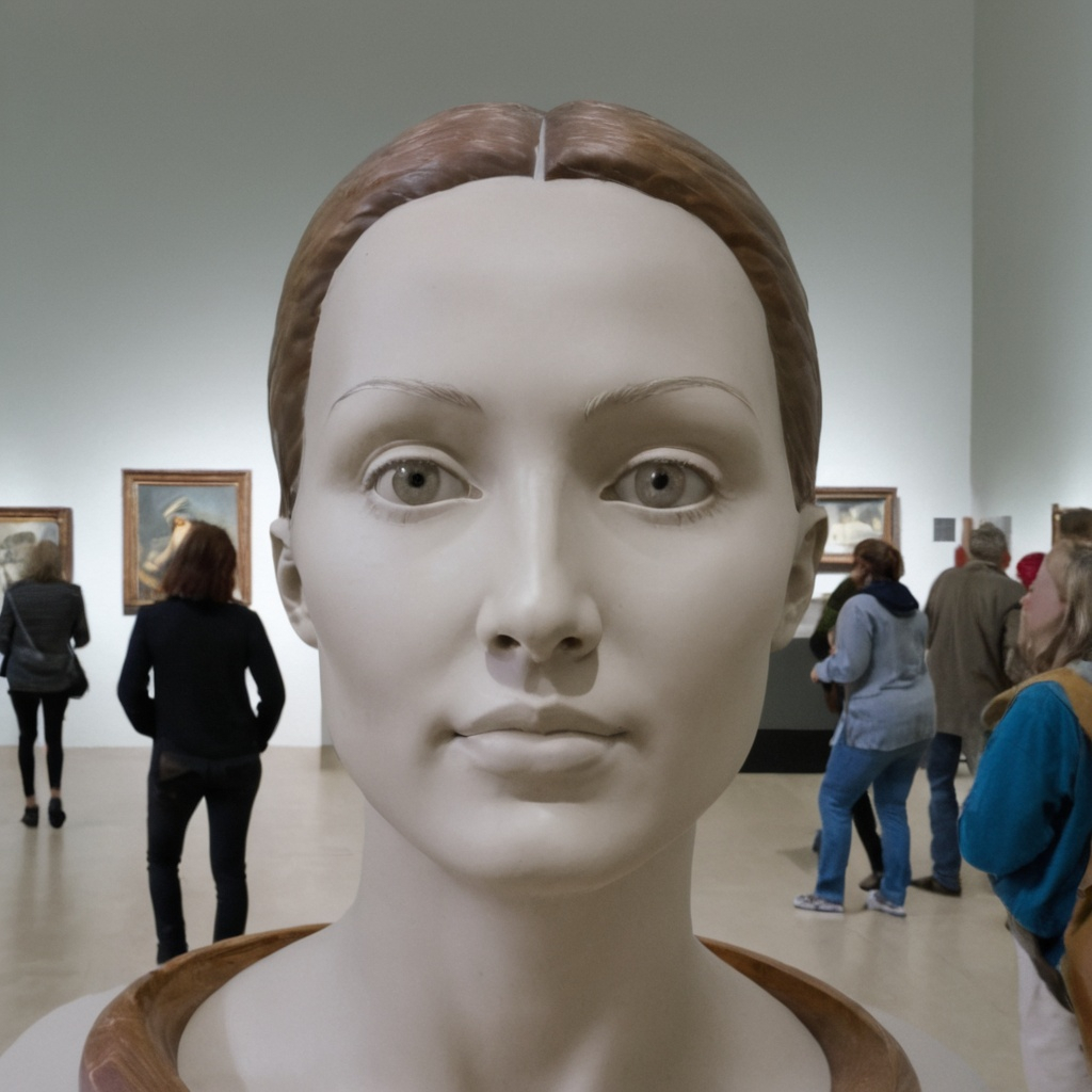 woman with at the museum