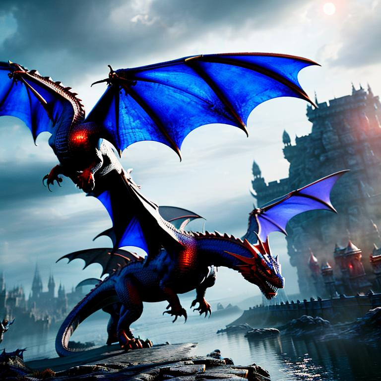 Dragon floating in the air, the character has deep b... | OpenArt