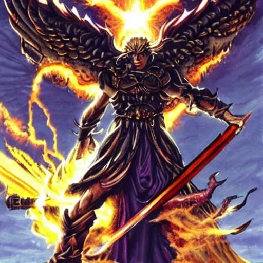 a god destroying a world with a sword