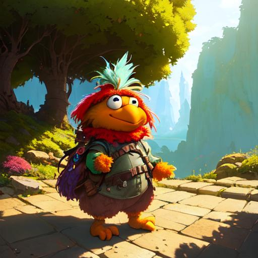 Highly detailed full-body portrait of a Fraggle from...