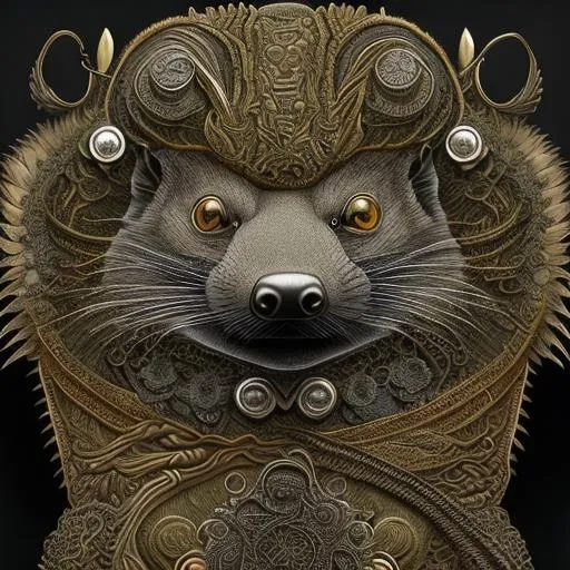 Insanely Detailed Japanese Mon of a Mongoose, On a b... | OpenArt