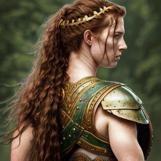 Portrait of a Celtic warrior queen with reddish-brow...