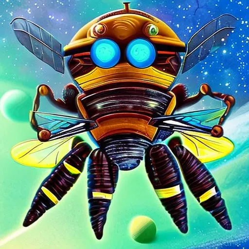 giant mechanical space bee attack
