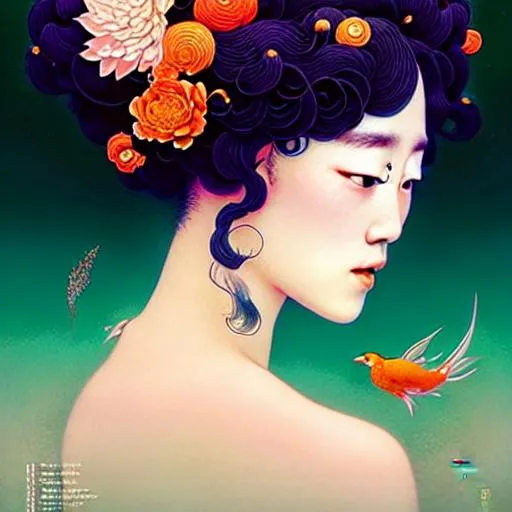 beautiful cute front portrait Korean ninfa, big long... | OpenArt