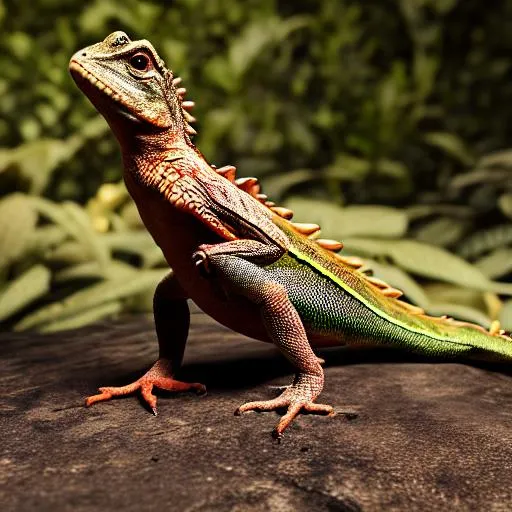 hen blended with a lizard , hybrid creature feathere... | OpenArt