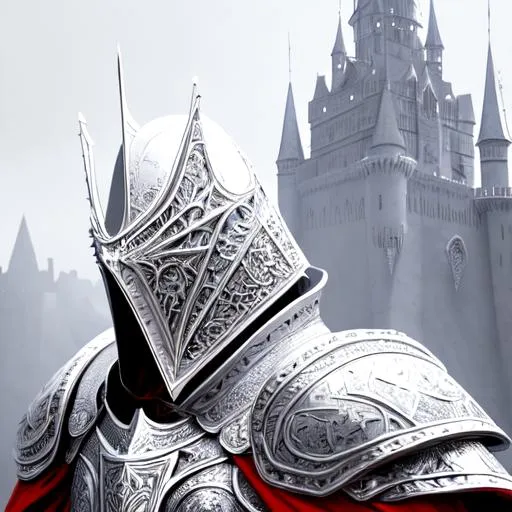 portrait of a (White knight in full White gothic pla... | OpenArt