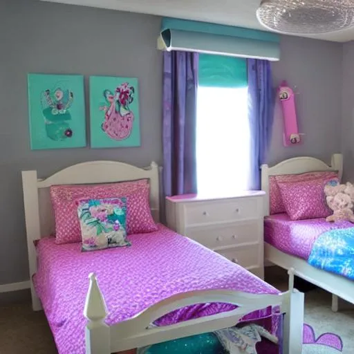girl bed room, two beds