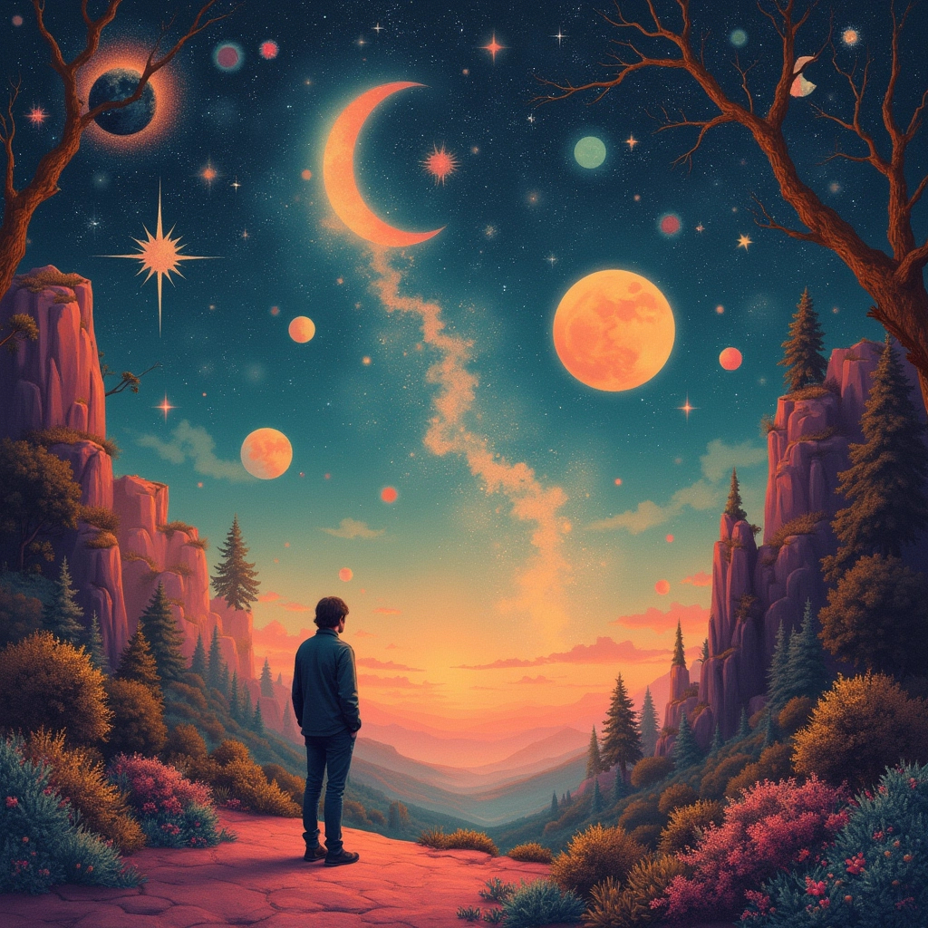 Perplexity like dreamy curious visuals - cosmic, kno...