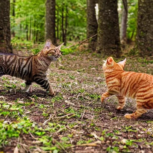 cat with dog in forest | OpenArt