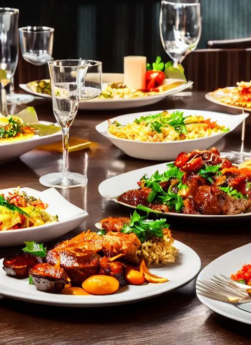 Restaurant, relaxed {background}, eating, dinner, pe... | OpenArt