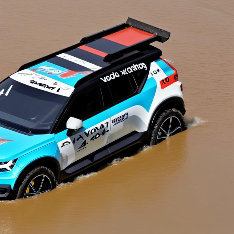 4x4 volvo xc40 2020 dakar racing, with flood in the... | OpenArt
