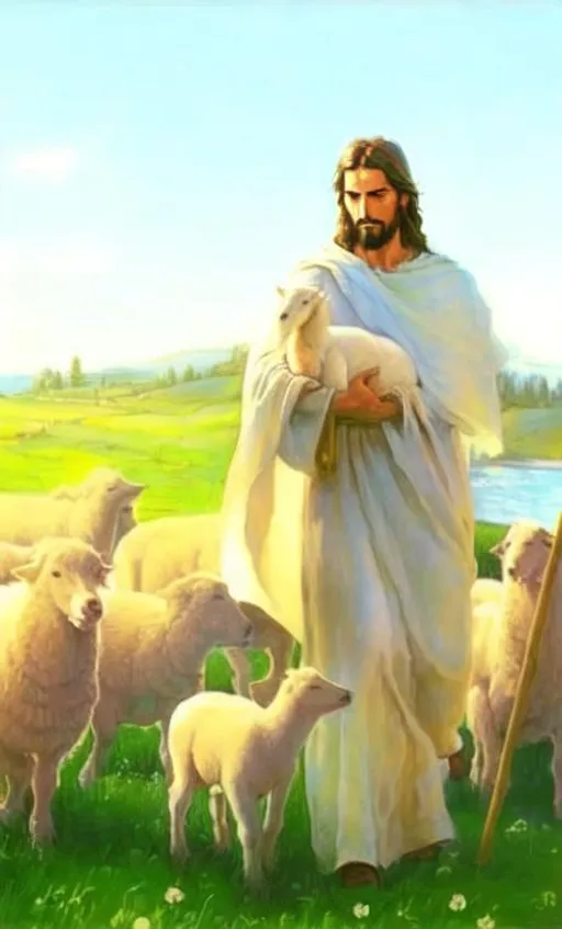 Generate a beautiful hillside with a young shepherd... | OpenArt