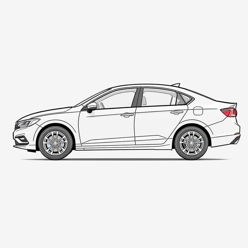A side view of a modern 4-door sedan car in SVG form...